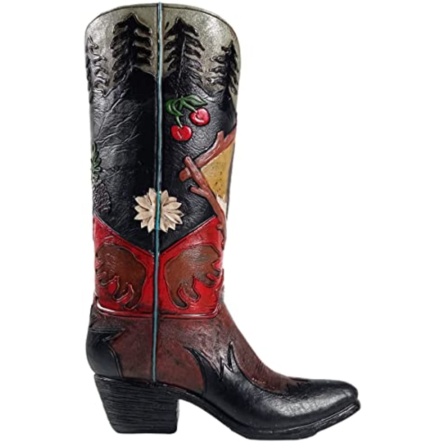 Urbalabs Western Cowboy Cowgirl Boot Vase 12 Inch Bears and Cherry ...