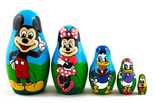 Matryoshka Babushka Russian Nesting Wooden Doll Cartoon Mickey Mouse ...
