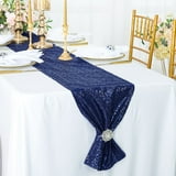 JYFLZQ Navy Blue Sequin Table Runners 12 x 108 inch Pack of 5 Glitter Sparkly Metallic Table ...