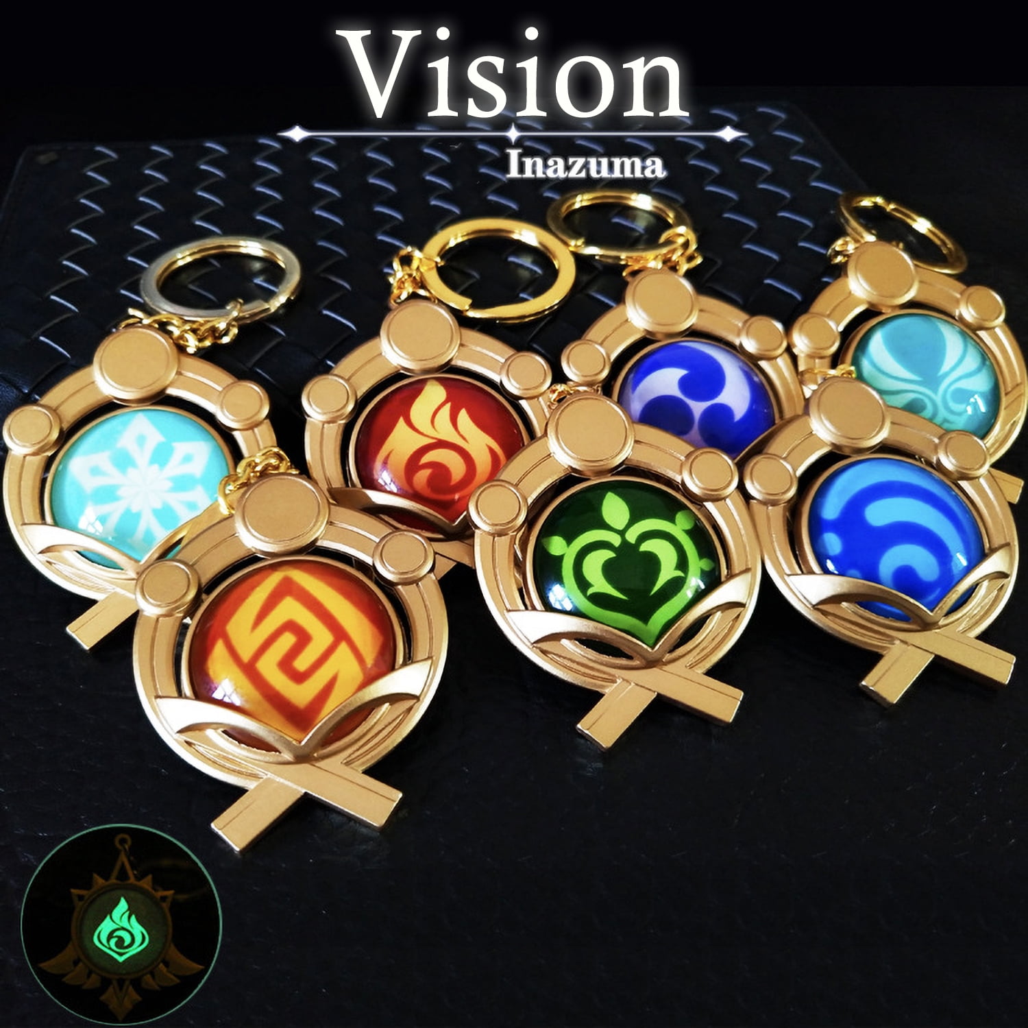 Buy Genshin Impact Cosplay Keychain Elements Charm, Visions Gods Eye Metal Pendant Online at ...