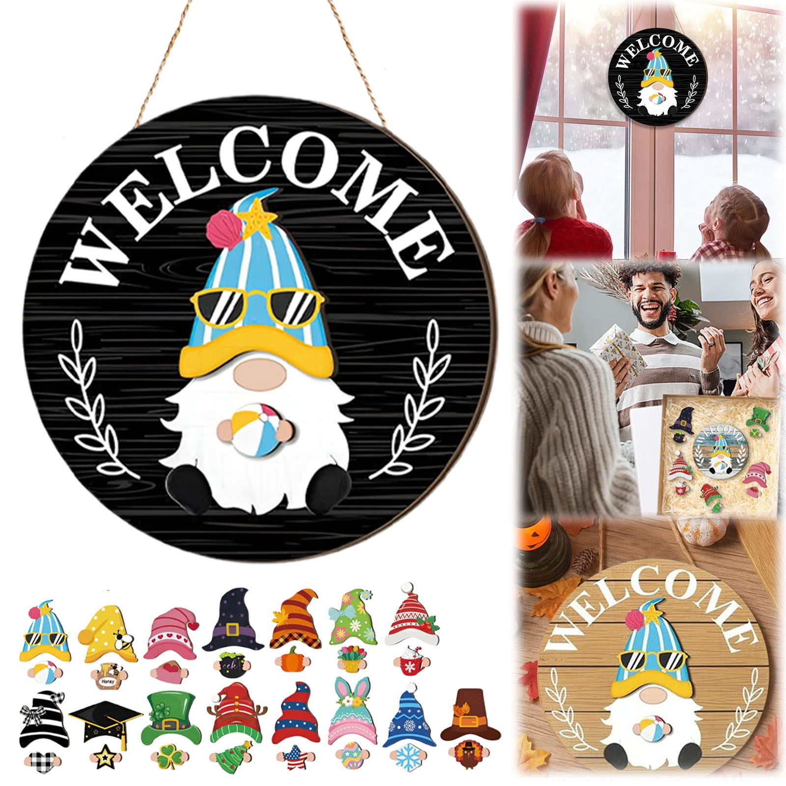 Click here for Christmas Home Interchangeable Wooden Gnome Welcom... prices