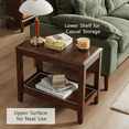 HAOMINS Side Table, Rustic Solid Wood End Table with Open Storage Shelf ...