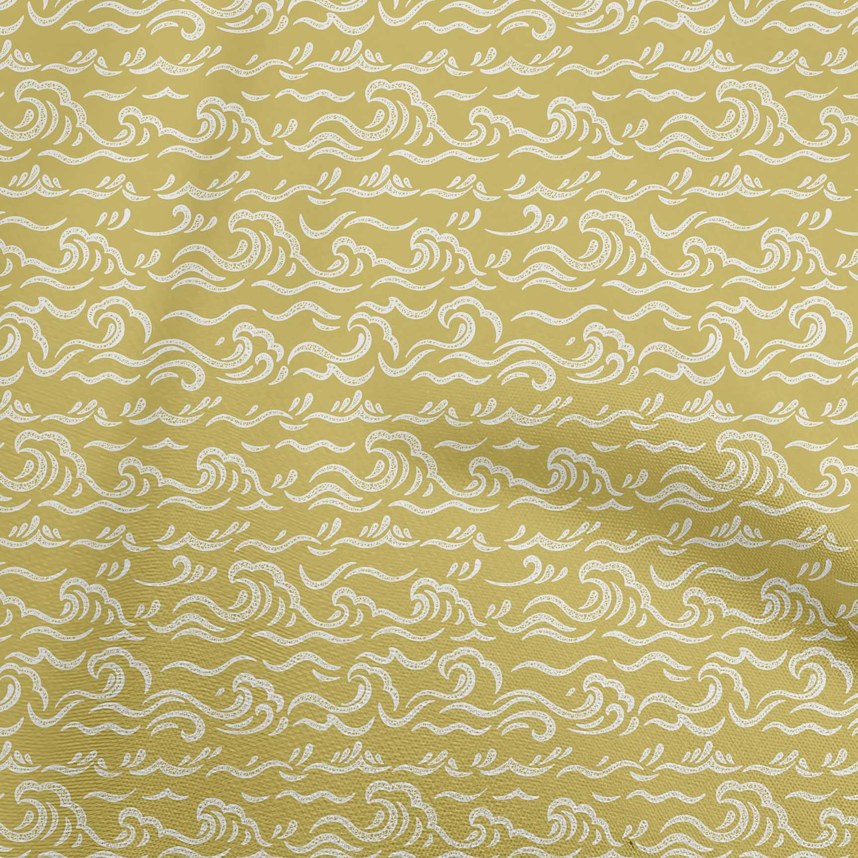 oneOone Cotton Flex Gamboge Yellow Fabric Asian Japanese Wave Quilting ...