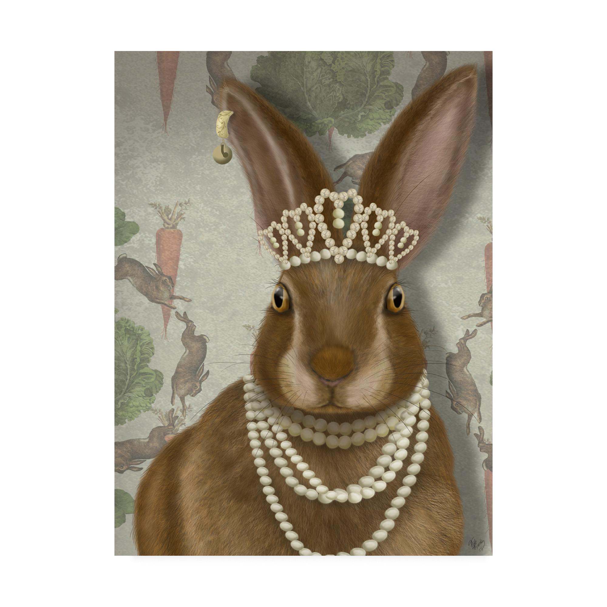 Trademark Fine Art 'Rabbit and Pearls, Portrait' Canvas Art by Fab ...