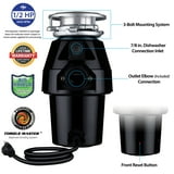 Eco Logic 1/2 HP Garbage Disposal with Black Sink Flange and Stopper ...