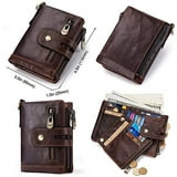 DEFNES Genuine Leather Bifold Wallet for Men with Zippered Security ...
