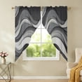Black Gray Sheer Curtains Swag Valances for Windows Gradient Ocean Wave ...