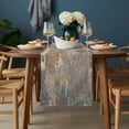 Beige Brown Copper Rust Cotton Linen Table Runner Abstract Vintage ...