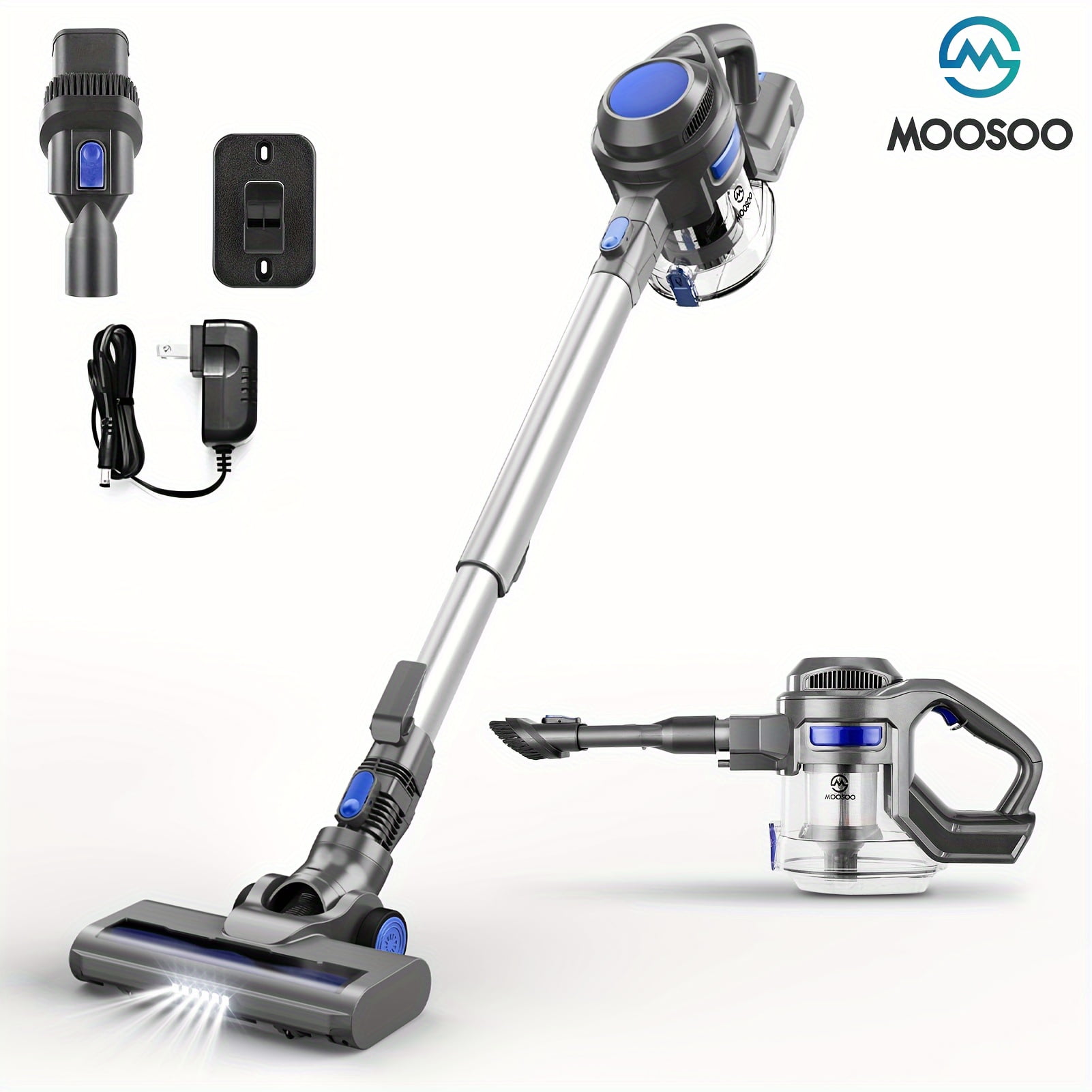 MOOSOO Cordless Vacuum 4-in-1 Lightweight Stick Vacuum Cleaner With ...