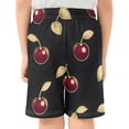 BZSMCE Adjustable Drawstring Casual Shorts With Cherry Gold Leaf ...