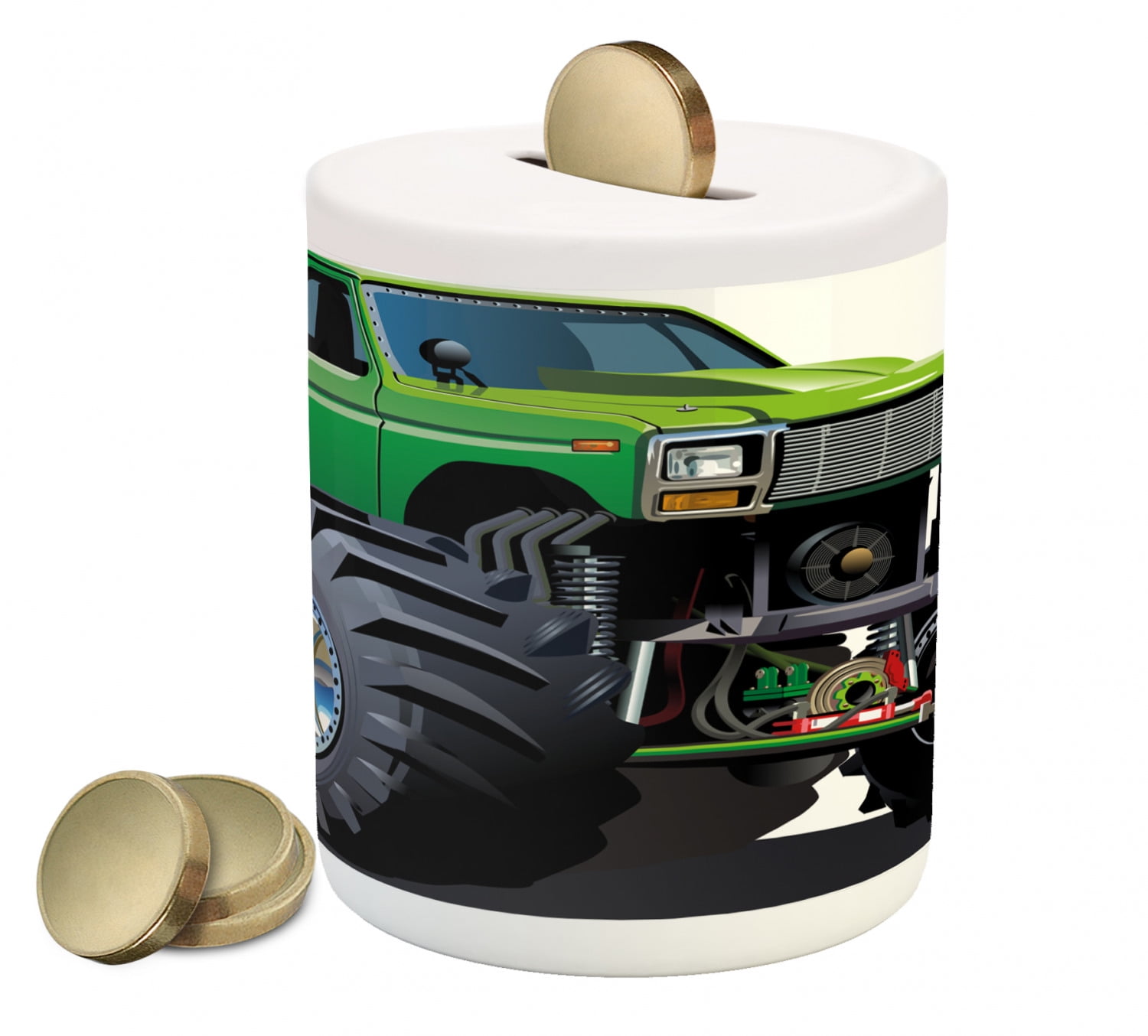 Cars Piggy Bank, Giant Monster Pickup Truck Large Tires and Suspension ...