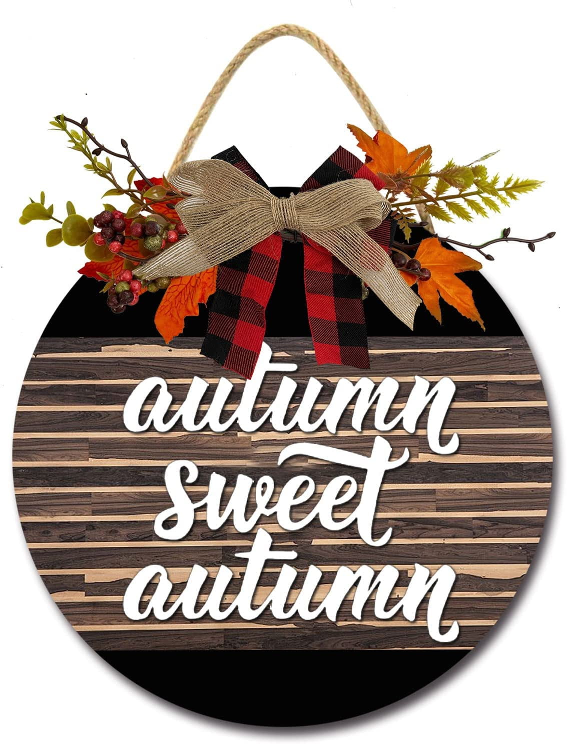 Eveokoki 11" Autumn Sweet Autumn Wooden Door Sign, Welcome Front Door ...