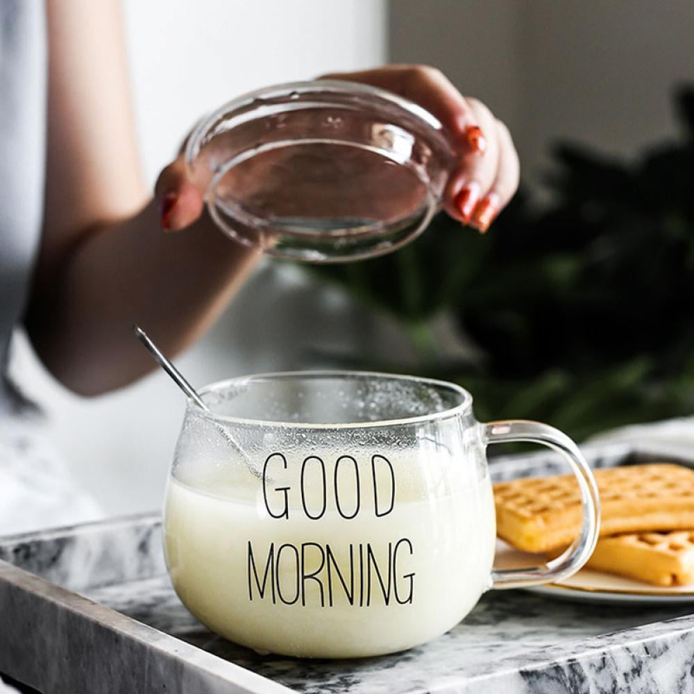 Heat-Resistant Glass With Handle Milk Mug Breakfast Cup Microwave Mug ...