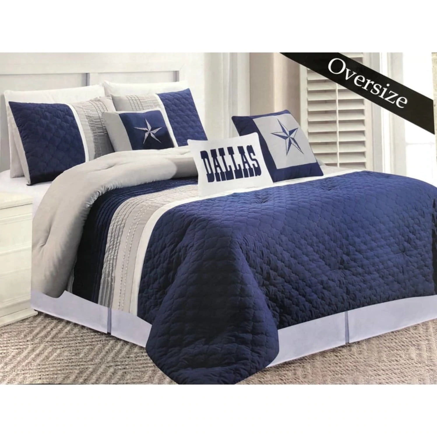Cowboy Navy Blue Dallas Star Comforter - 6 Piece Set - Walmart.com