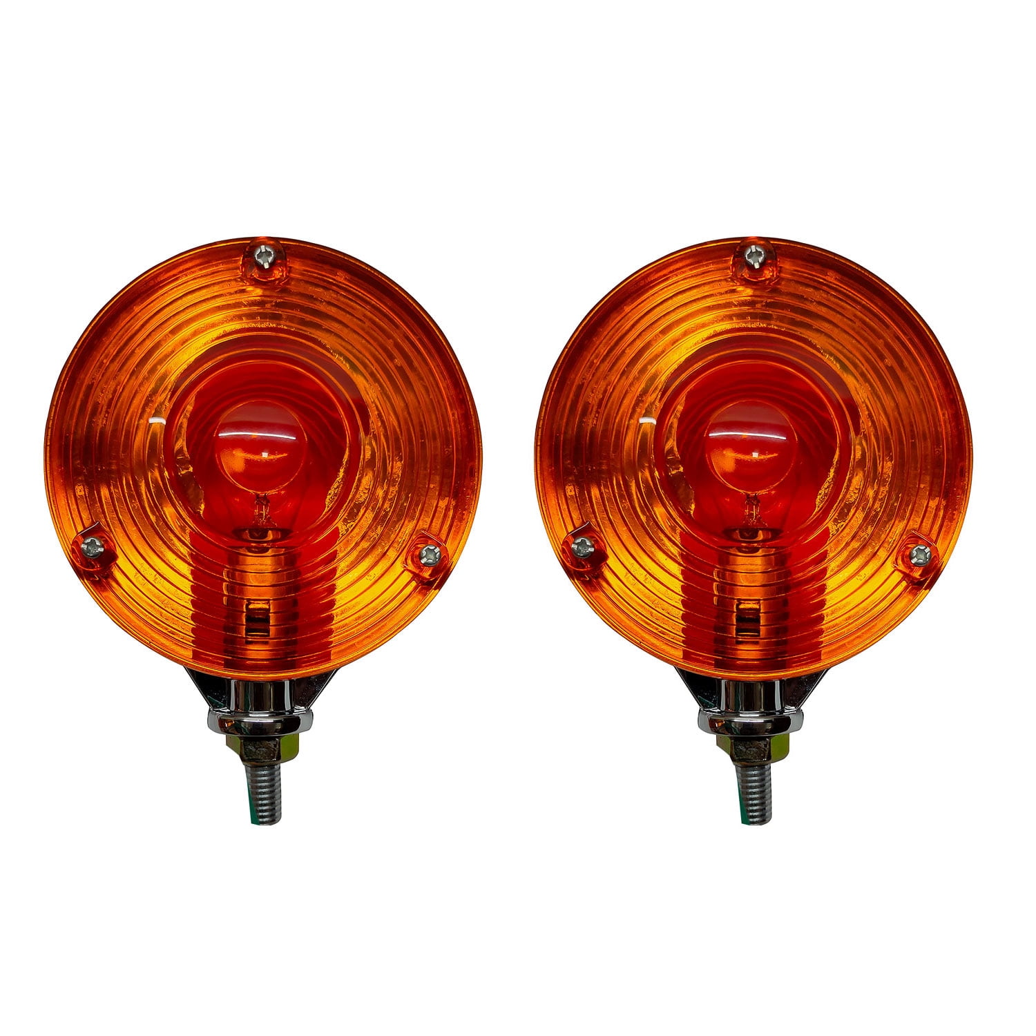 APSMOTIV Waterproof Round Amber/Amber Double Face Lights Assembly with ...