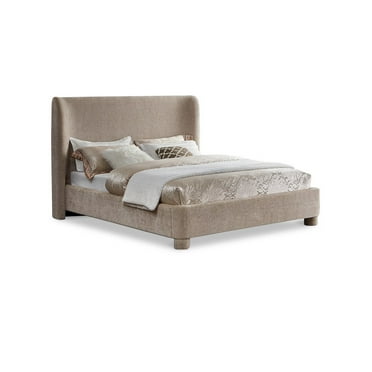 Meridian Furniture Flynn Cream Linen Textured Fabric King Bed - Walmart.com