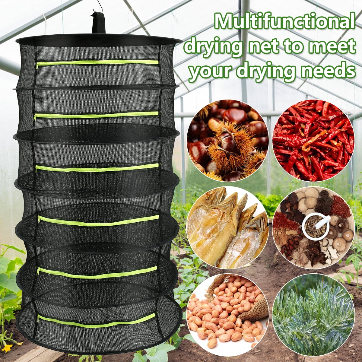 Buy Willstar Herb Drying Rack Net 6 Layer 2ft Black Mesh Hanging Plant ...