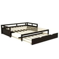 Churanty Wooden Extending Daybed with Trundle for Bedroom, Espresso ...