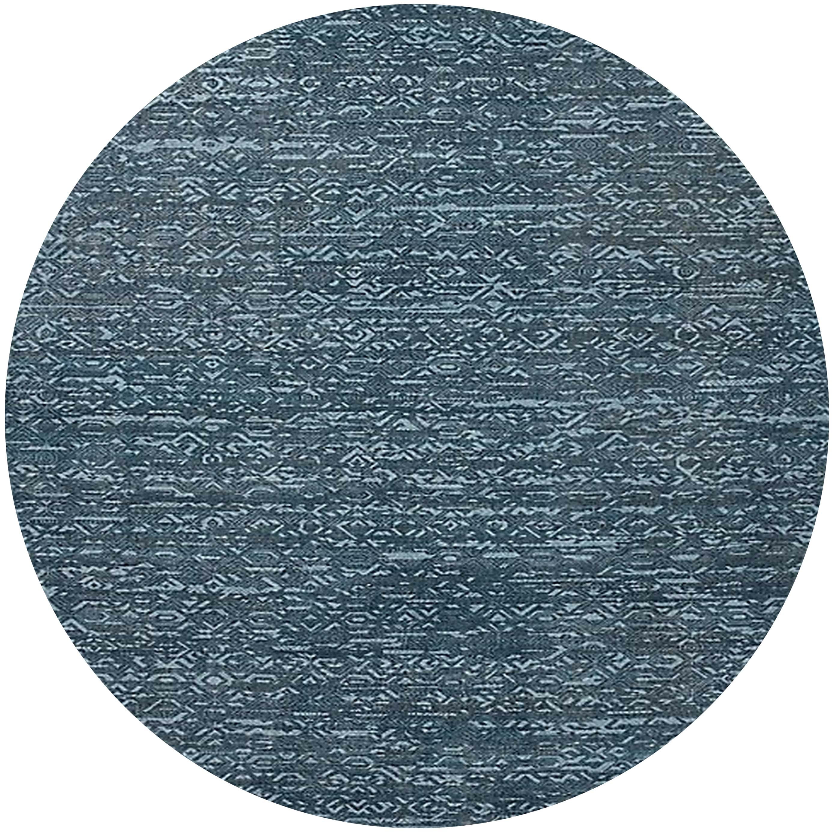 Ahgly Company Indoor Round Mid-Century Modern Cadet Blue Green Solid ...