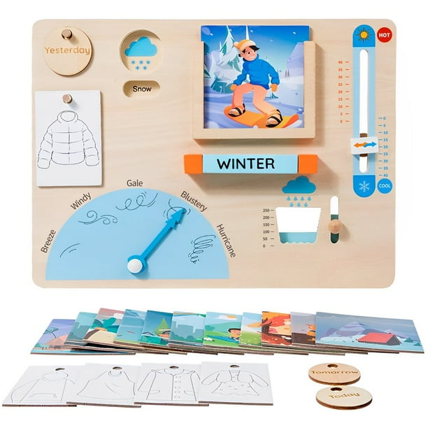 EIMELI Weather Board for Toddlers Early Learning Wooden Montessori ...