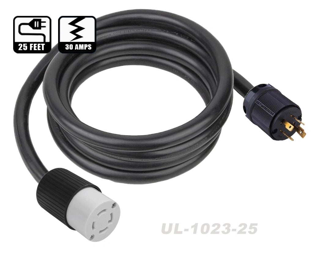 25 ft long Emergency Generator Cable L14-30P Twist Lock Plug to L14-30R ...