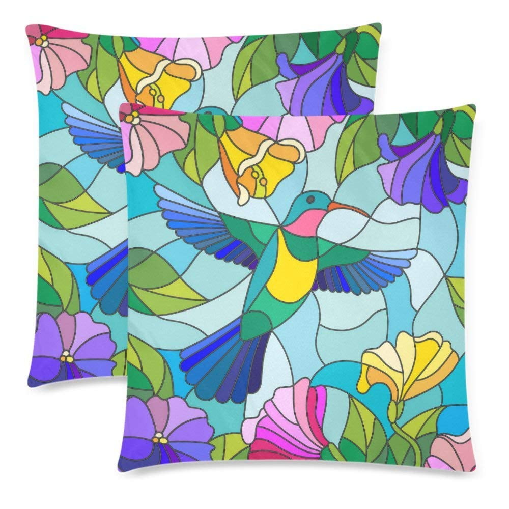 ARTJIA Hummingbird Pillow Covers Pillow Cases Two Sides Printing 18x18 ...