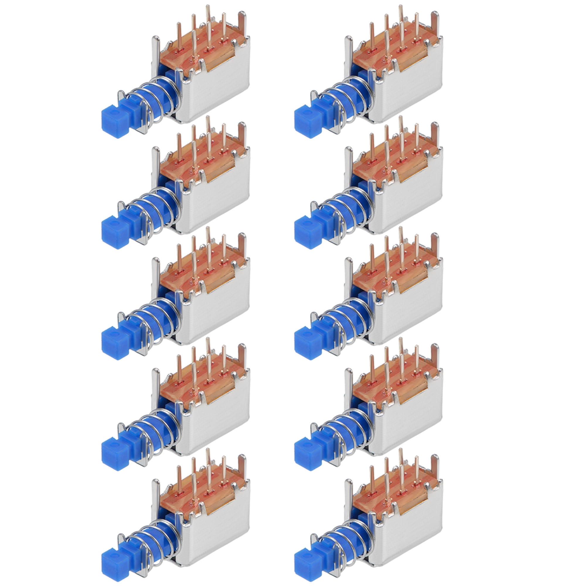 Push Button Switch DPDT 6 Pin 1 Position Self-Locking Blue 10Pcs ... Push Button Switch DPDT 6 Pin 1 Position Self-Locking Blue 10Pcs ...