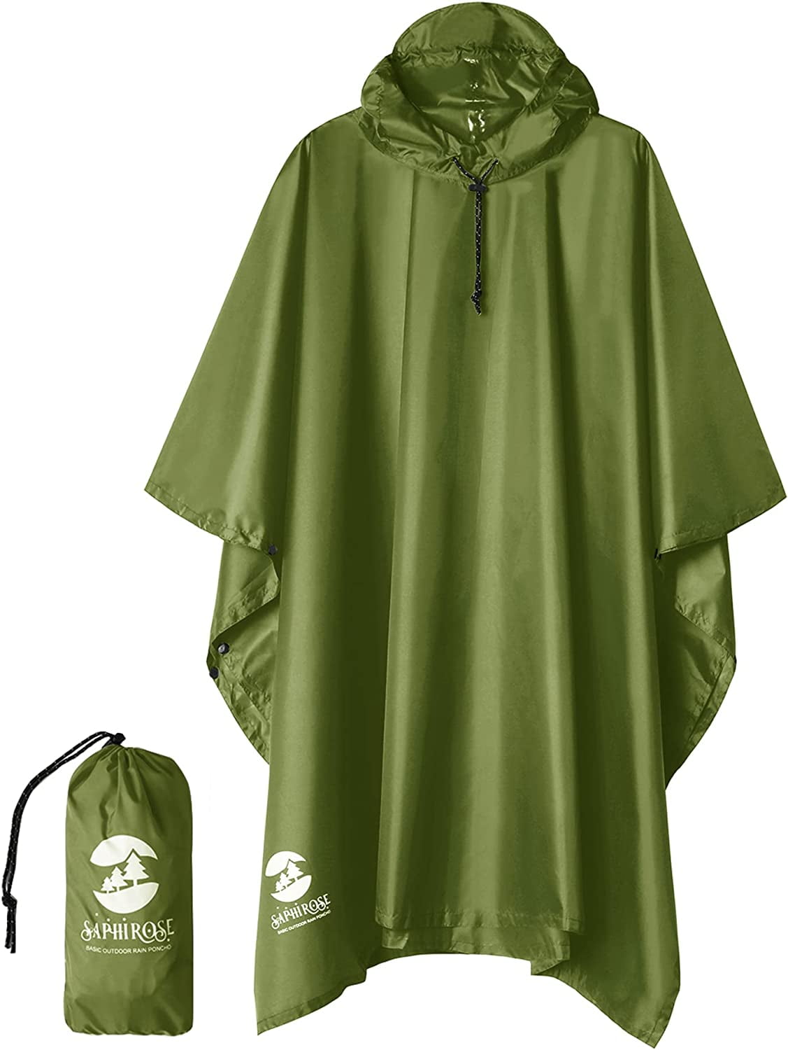 SaphiRose Hooded Rain Poncho for Adult with Pocket, Waterproof ...