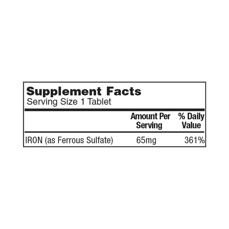 Iron Supplement Label