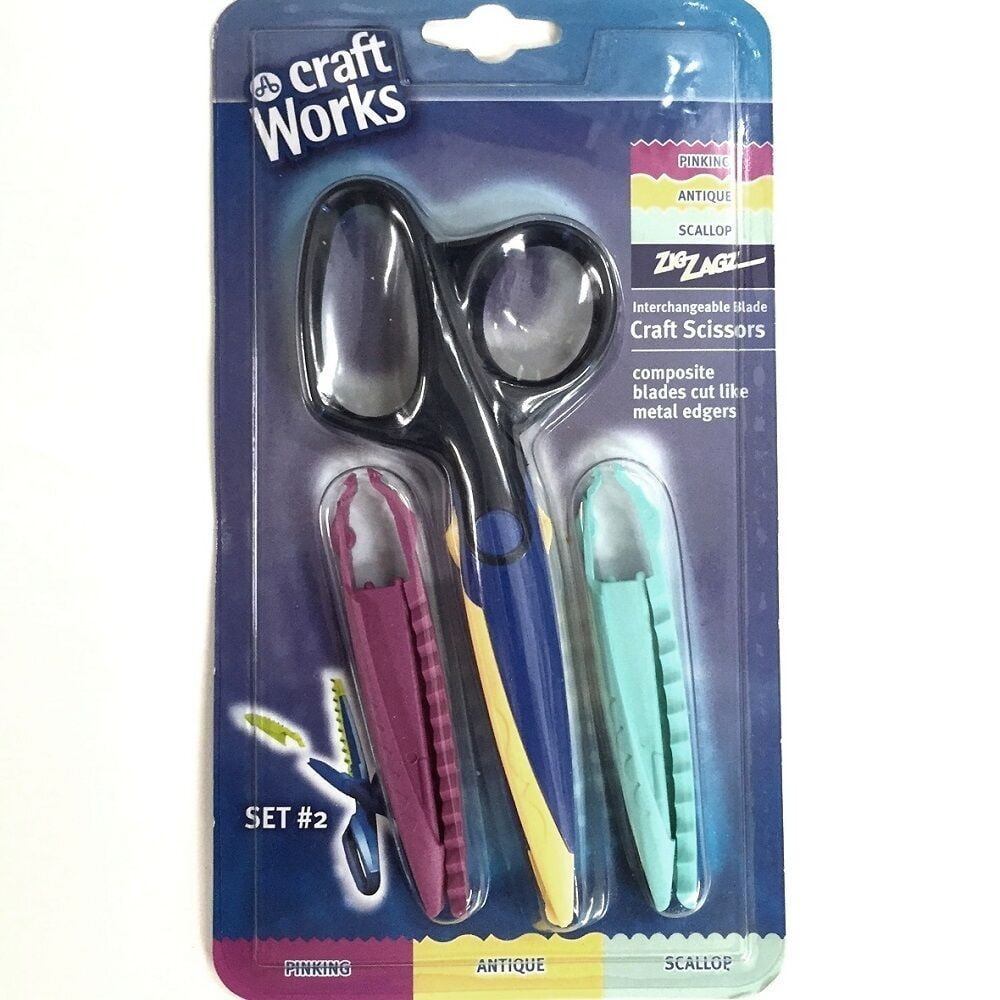 3-in-1 Interchangeable Blade Craft Scissors - Pinking / Antique ...