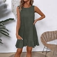Bxsruta Women's Sleeveless Ruffle Hem a Line Solid Mini Dress Casual ...
