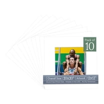 White Picture Frame Mat for 20x20 Frames - Fits 12x12 Photos - 10 Mats ...