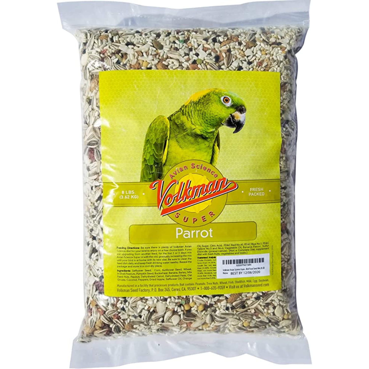 Volkman Avian Science Super Parrot Bird Food Seed Mix Natural Flavor ...