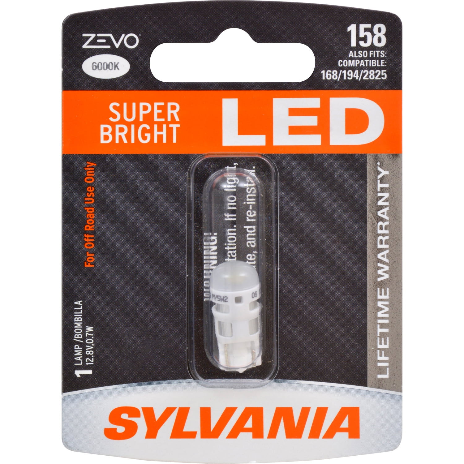 SYLVANIA ZEVO 158 T10 W5W White LED Automotive Bulb - Walmart.com