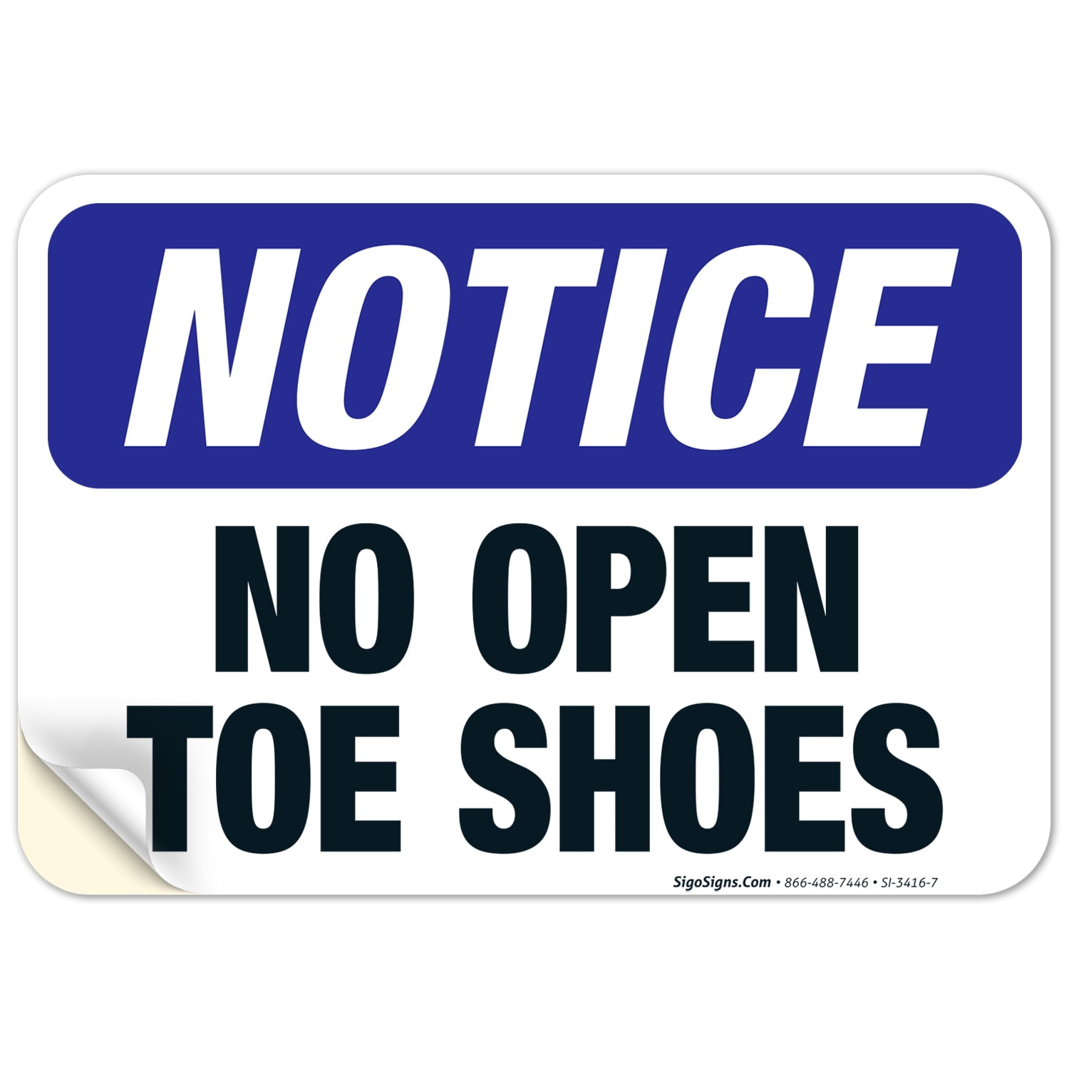 No Open Toe Shoes Sign, OSHA Sign, 10x7 Vinyl Sticker - Walmart.com