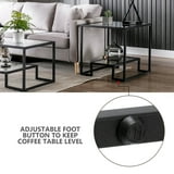 COSVALVE Modern Black Square End Table Nightstand with Glass Top, Shelf ...