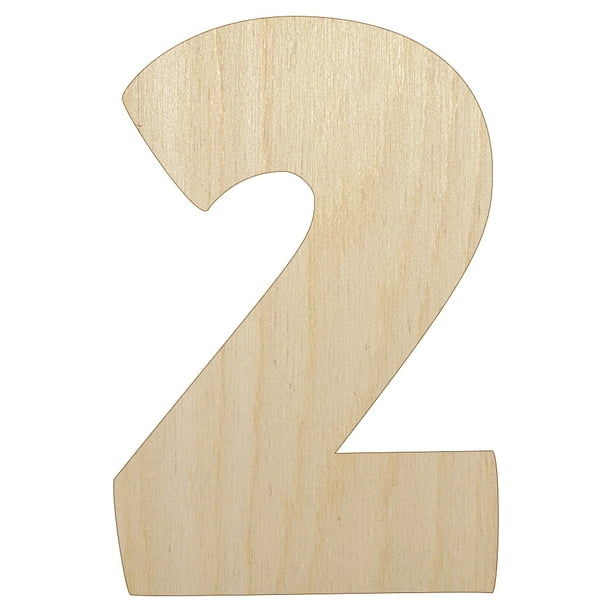 Number 2 Two Fun Bold Font Wood Shape Unfinished Piece Cutout Craft DIY ...
