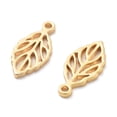 50 pc Brass Charms Hollow Leaf Real 18K Gold Plated 12x5.5x1mm Hole: 0 ...