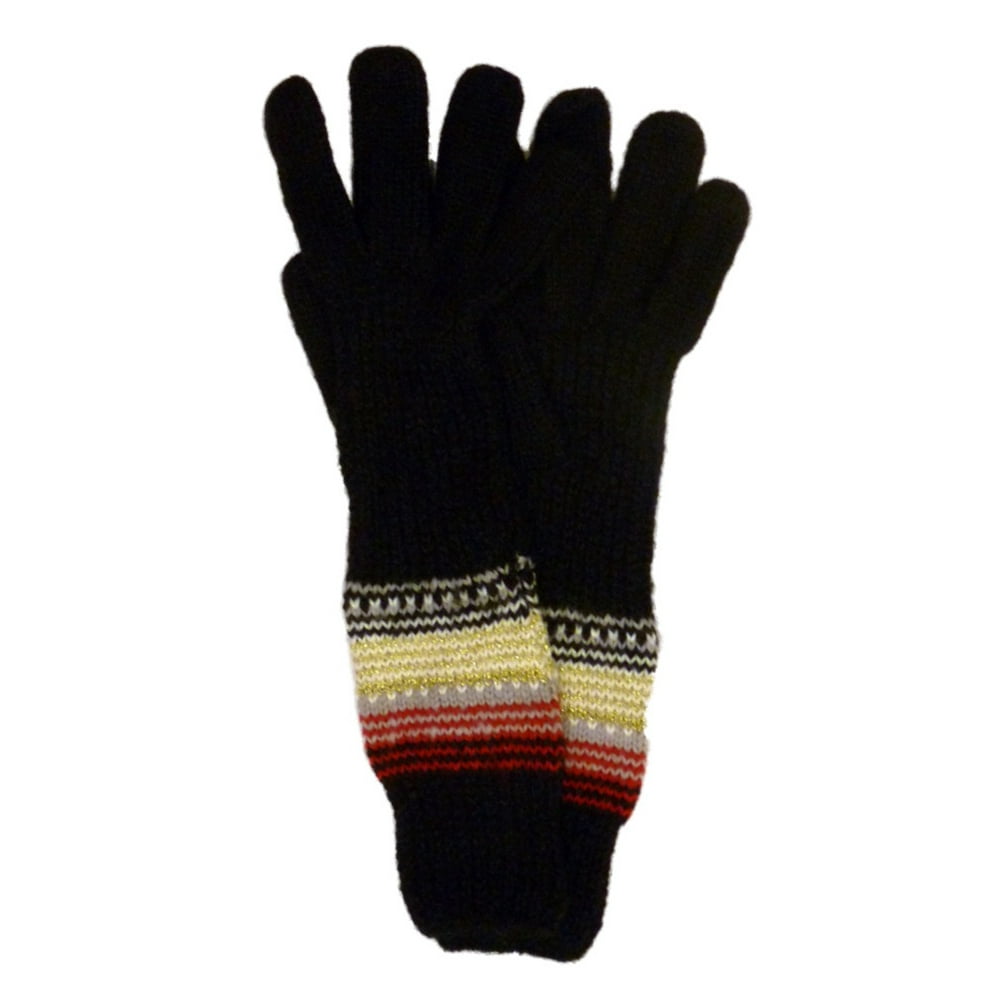 Fownes Brothers - Fownes Womens Long Black Knit Gloves Red & Gray ...