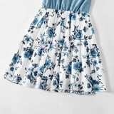 PatPat Mosaic Cotton Family Matching Outfits, Mommy & Me Dark Blue Dresses, Denim Tops Polo ...