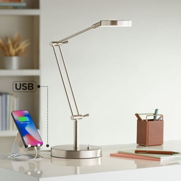 Mainstays LED Desk Lamp with Catch-All Base & AC Outlet, Matte Blush ...