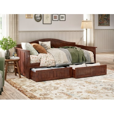 AFI Acadia Wood Twin Size Daybed Frame with 2 Storage Drawers White ...