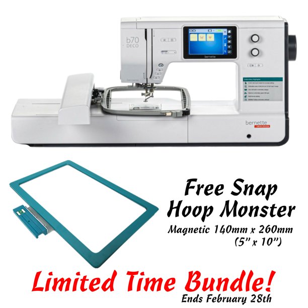 Bernette b70 10" x 6" Embroidery Machine with Free Snap Hoop Monster ...