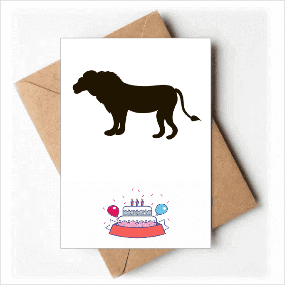 Black Lion Animal Portrayal Happy Birthday Greeting Cards Envelopes ...