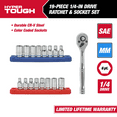 Hyper Tough 19 Piece 1/4 Inch Drive Ratchet and Socket Set for ...