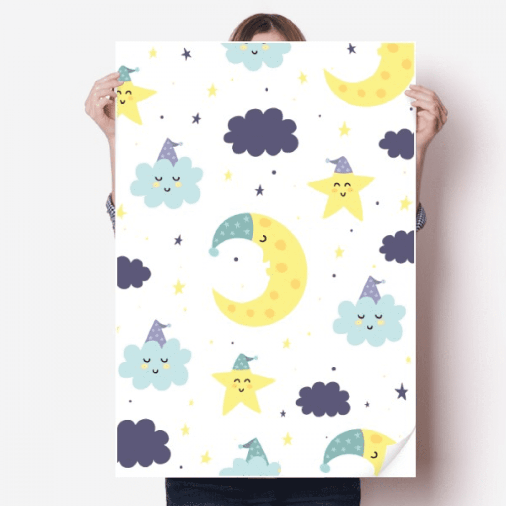 Cartoon Moon Night Personification Pattern Sticker Decoration Poster ...