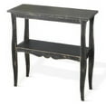 Rena Side End Table with Scallop Trim, 28 Inch Rustic Black Mahogany ...