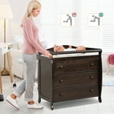 Infans Baby Diaper Changing Table with 3 Large Drawers, Protective Rail ...