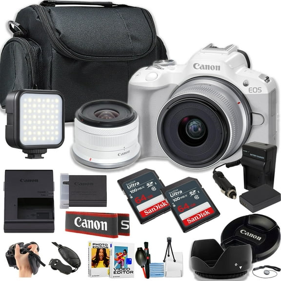 Canon EOS R50 Mirrorless Camera w/ RF-S 18-45mm Lens (White) 5812C012 ...