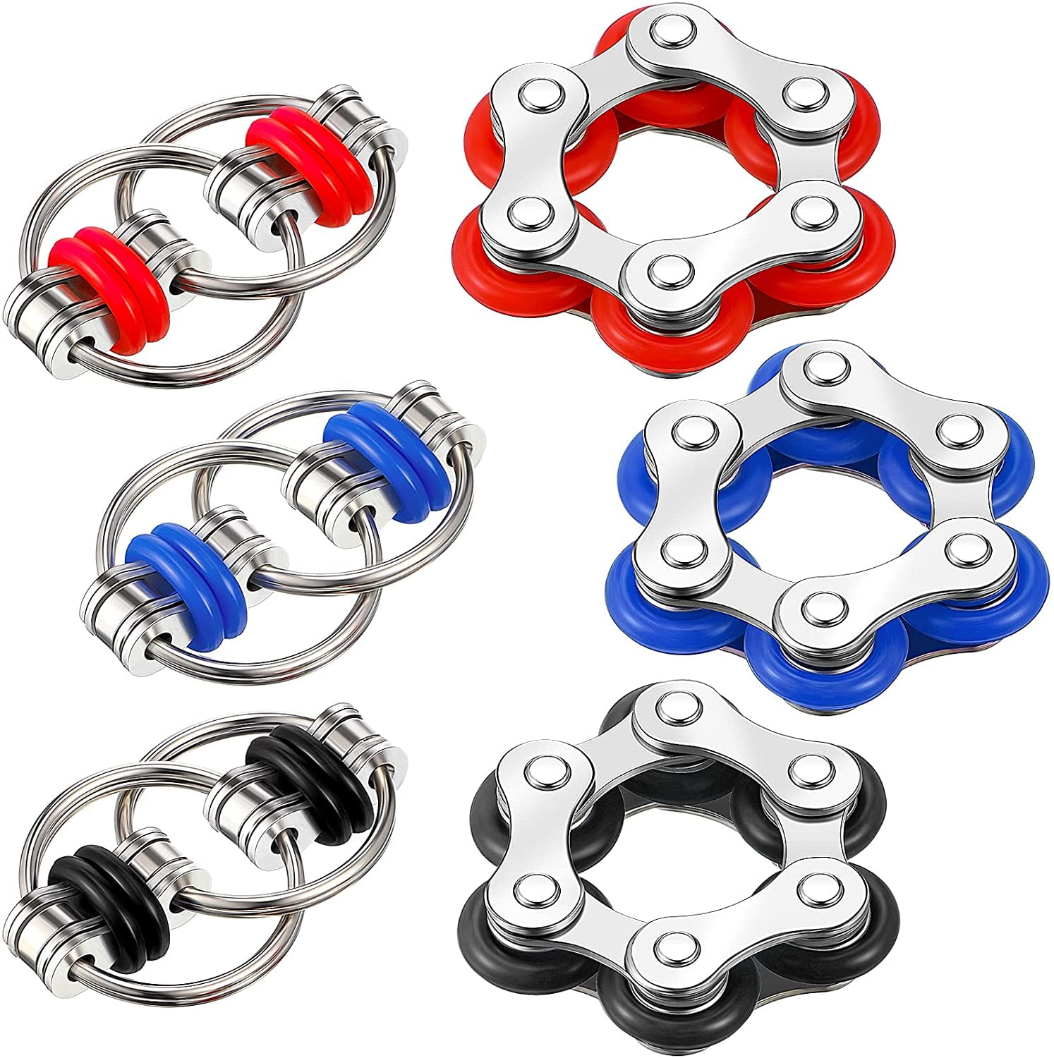 Fidget Toy Set Includes 3 Pieces Flippy Roller Chain and 3 Pieces Six ...
